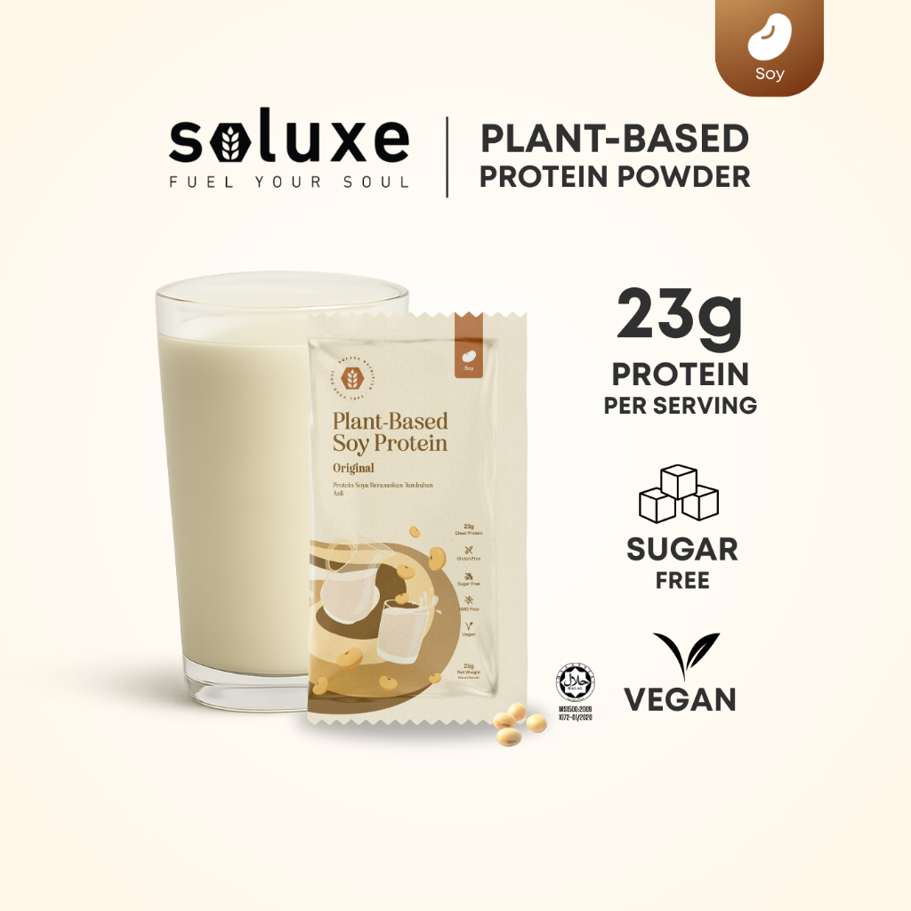 Soluxe Vegan Raw Plant Non-GMO Soy Protein Shake Powder (25g) | Shopee ...