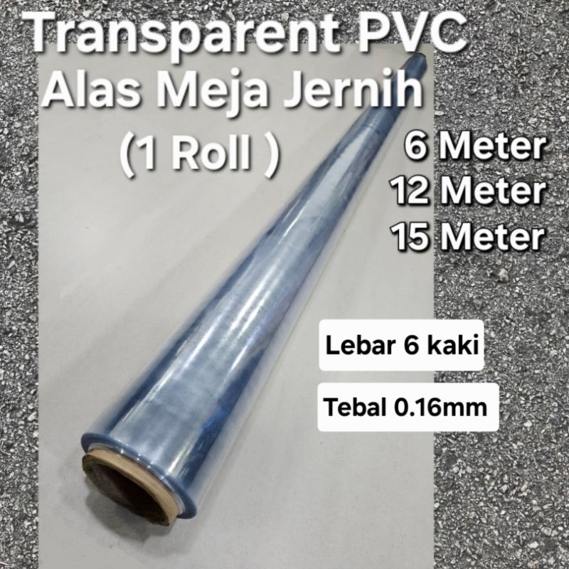 Transparent PVC/Alas Meja Plastik Jernih Tebal 0.16mm Lebar 6kaki(183cm ...
