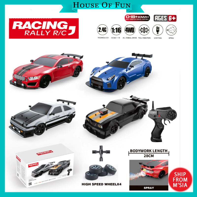 RC Drift Kereta Kontrol Asap 1:16 Remote Control Car 4WD 2.4Ghz High ...
