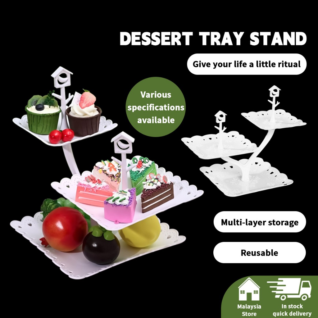 3 Tier Cake Stand Snacks Fruit Snack Plate Birthday Party Wedding Multi ...