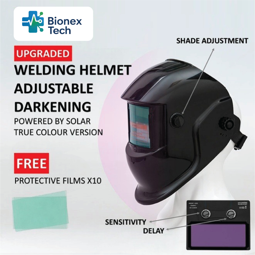 (Wider View) True Color Welding Mask Helmet Solar Powered Auto ...