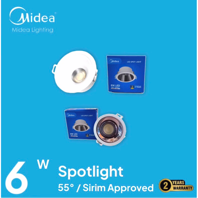 MIDEA LED Spotlight Anti-glare WW/CW/DL/6W MDL-DL25R06W-09 / MDL ...