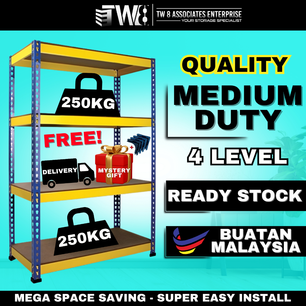 RAKTREND 🚅4 Level Storage Rack Boltless Rak Besi Bertingkat Dapur Home ...