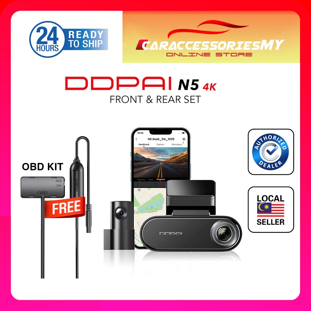 DDPAI N5 Dual DashCam 4K Ultra HD GPS Mapping D2 Dual-Channel Storage Super Capacitor | Shopee ...