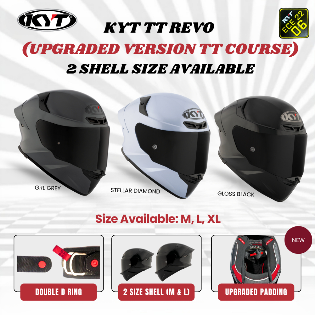 KYT TT REVO TT COURSE PLAIN(UPGRADED VERSION KYT TTCOURSE) HELMET FULL ...