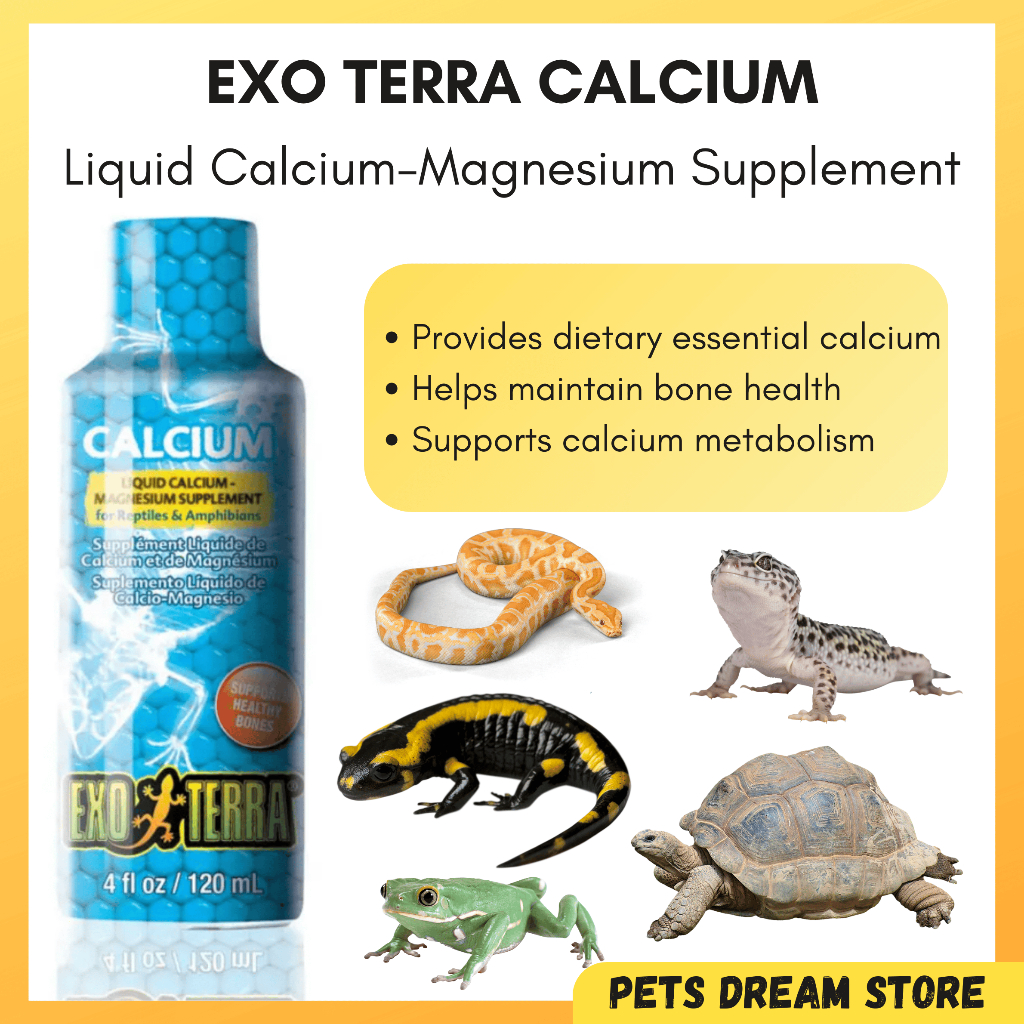 EXO TERRA REPTILE CALCIUM LIQUID REPTILE SUPPLEMENT TURTLE BEARDED ...