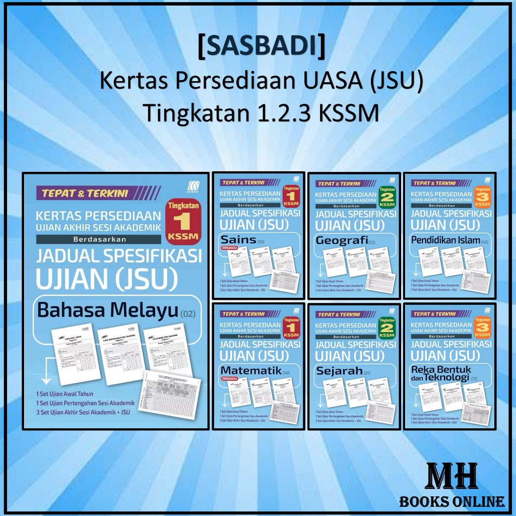 [MH] SASBADI: 2025 Kertas Persediaan UASA (JSU) KSSM Tingkatan 1, 2, 3 ...