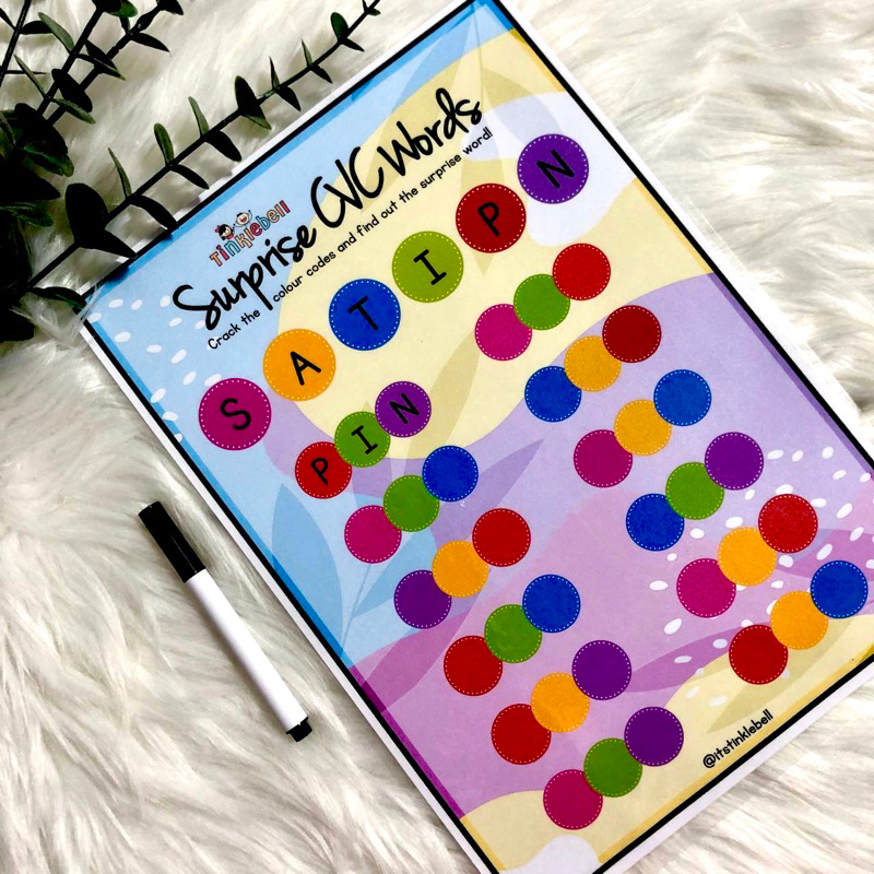Surprise CVC Words - A4 Laminated Activity with Marker | Shopee Malaysia