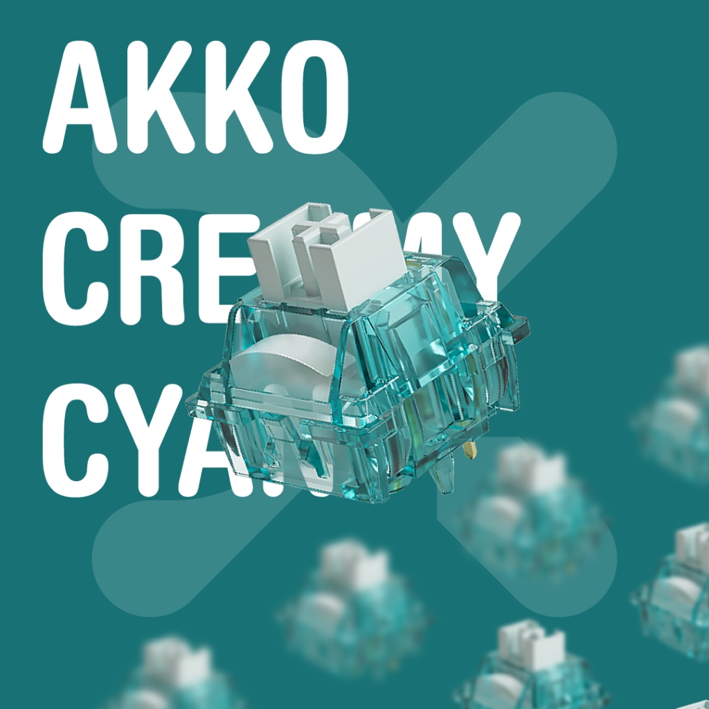 [CLICKY] Akko Creamy Cyan | 50gf Clicky Tactile Factory Lubed ...