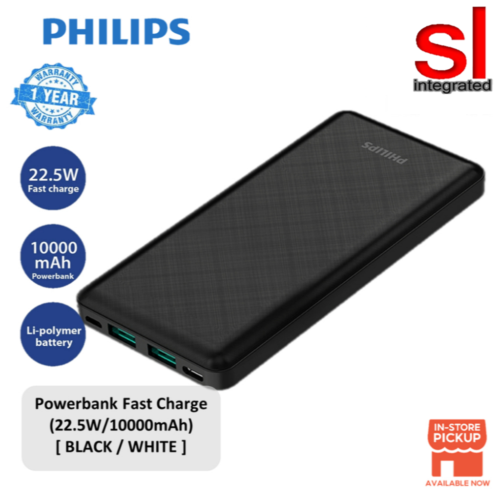 Philips Powerbank Fast Charge (22.5W/10000mAh) [ BLACK / WHITE ...