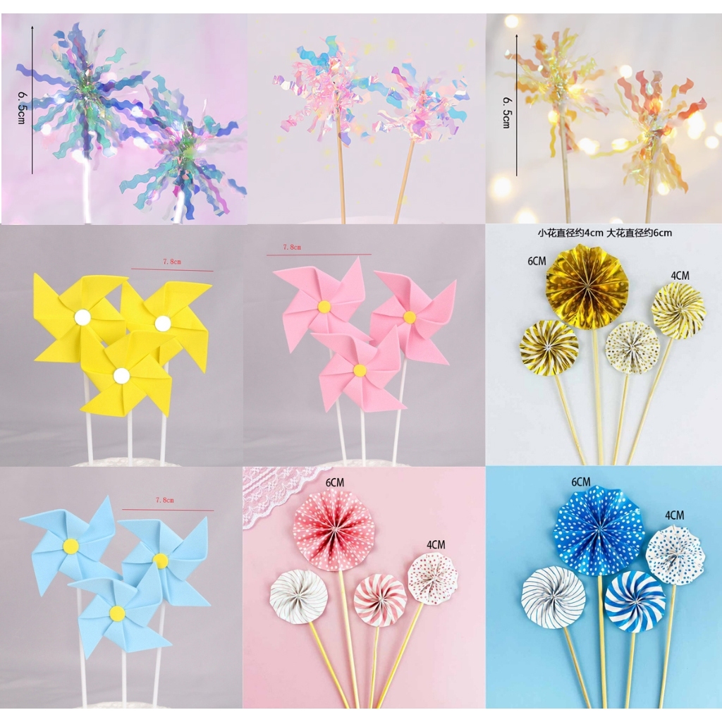 【READY STOCK】 - Windmill flower Birthday Cake Topper & Decoration fan ...