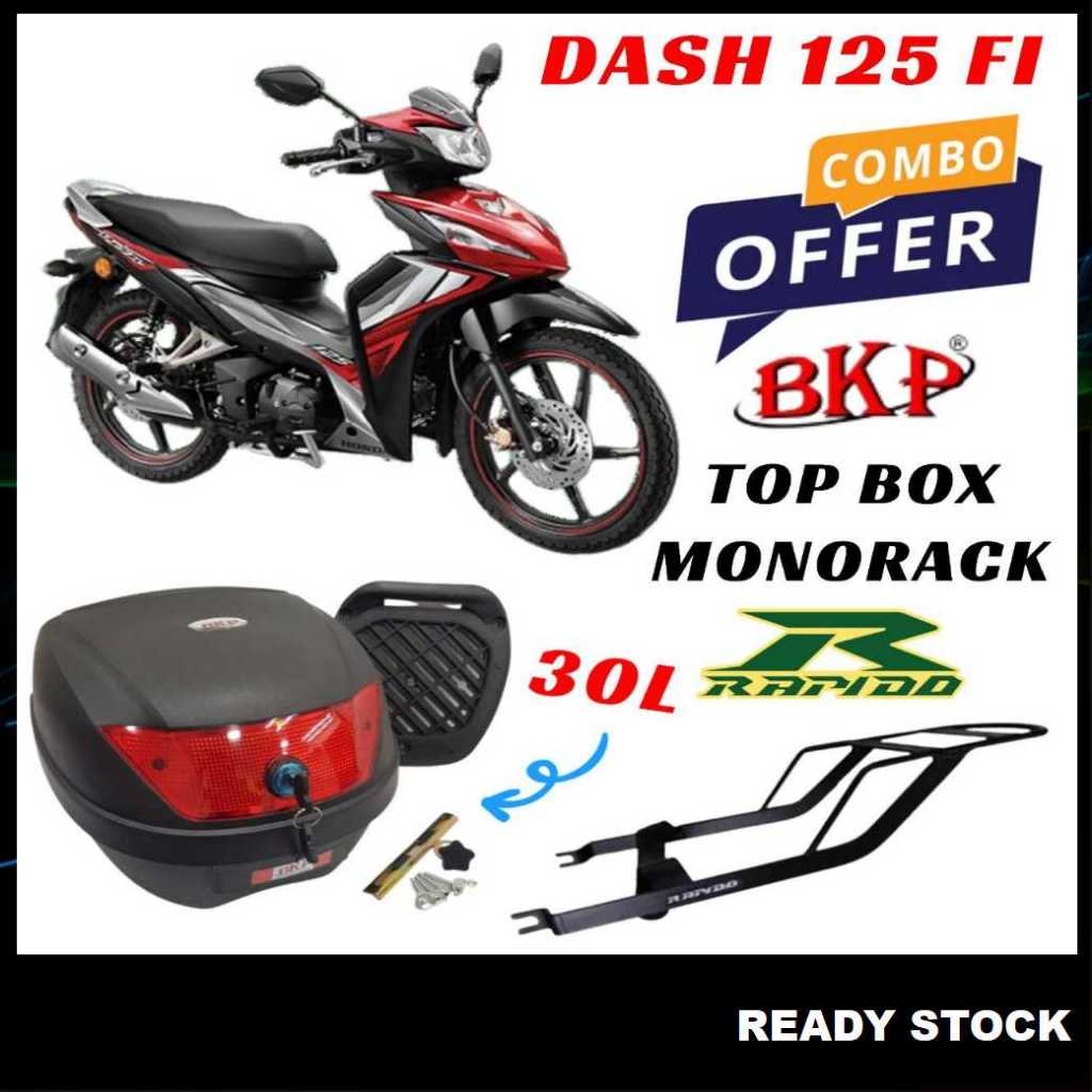 (Honda Dash 125 Fi New) BKP 30L Top Box Motorcycle+Rapido Monorack Rear ...