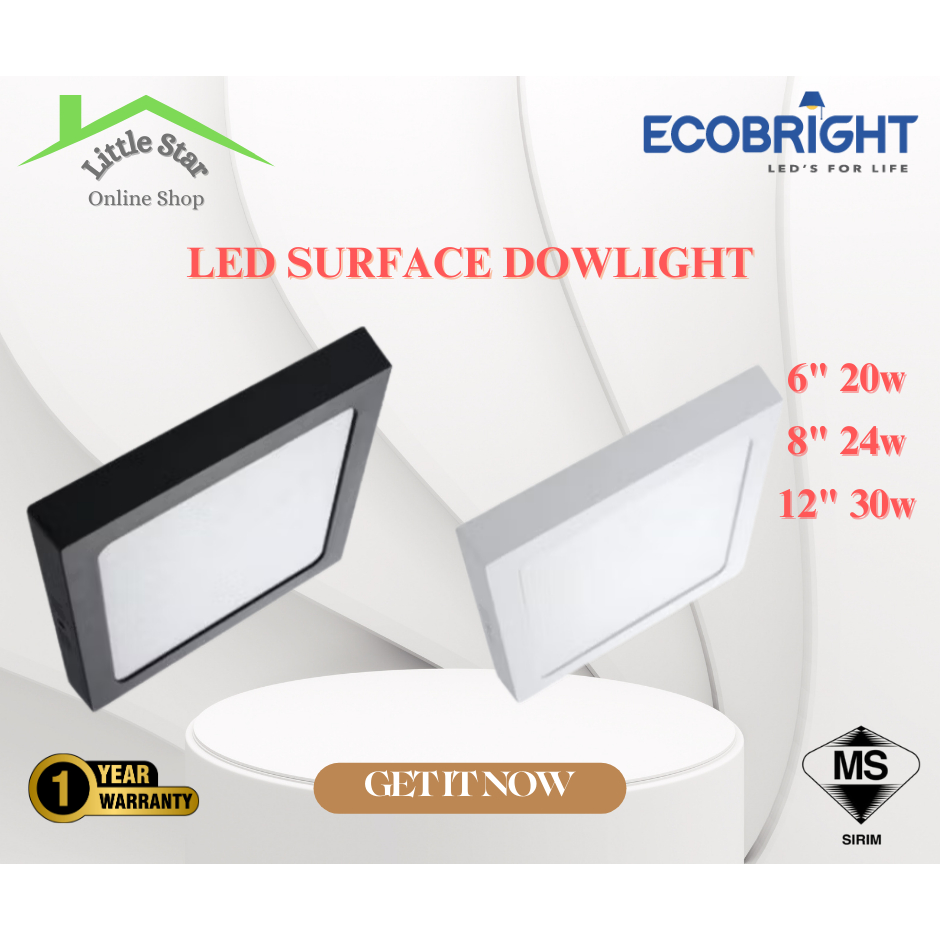 ECOBRIGHT LED SQUARE SURFACE DOWNLIGHT MODERN CEILING LAMPU | Shopee ...