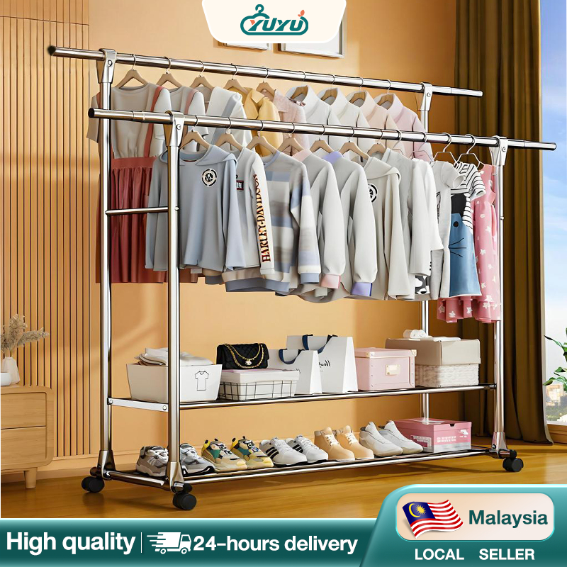 Extendable Stainless Steel Clothes Drying Rack Hanger Indoor Outdoor ...
