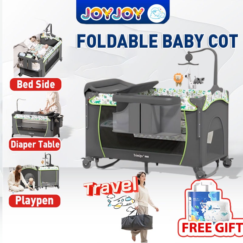 (Free Diaper Table)Foldable Baby Cot Baby Bed Baby Crib Playpen Travel ...