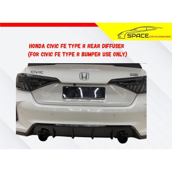 Honda Civic FE 2022 Type R Bumper Rear DIffuser (For Type R Bumper Use ...