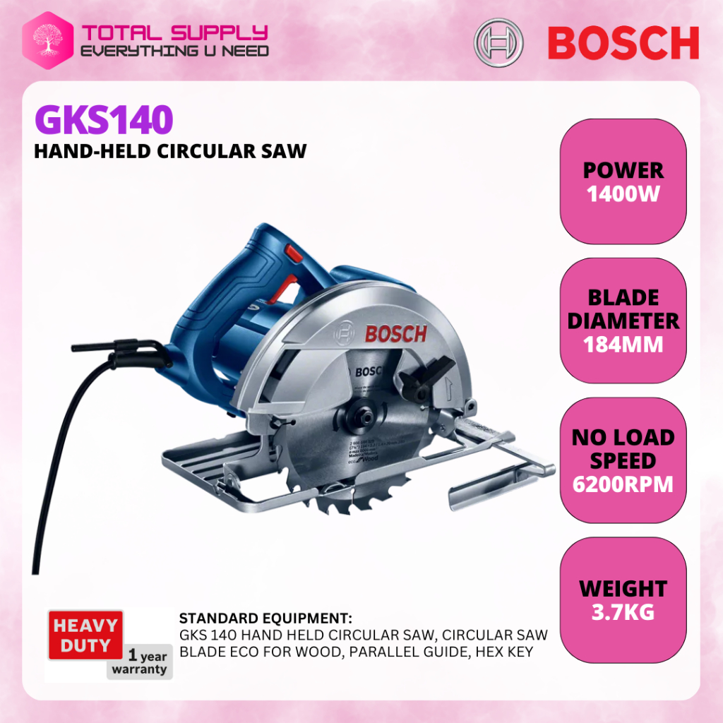 GKS140 BOSCH 7" HAND-HELD CIRCULAR SAW / 1400w 184MM 14IN 14 INCH GKS ...
