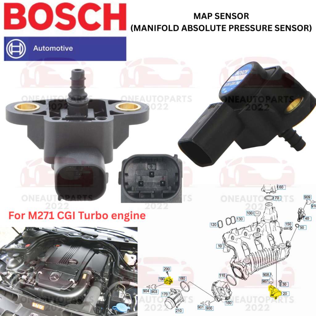 BOSCH MAP SENSOR MERCEDES BENZ M271 CGI ENGINE W204 C207 W212 SLK R172 ...