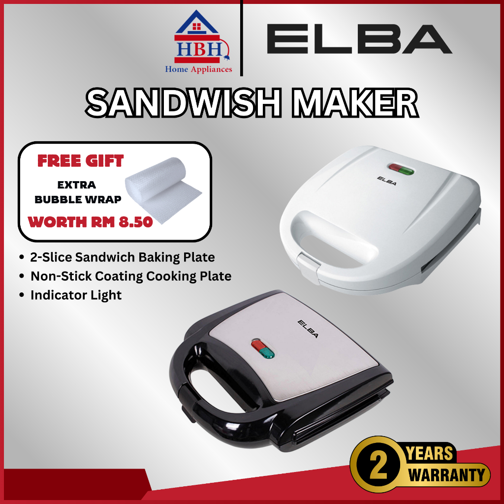 (Free BubbleWrap) Elba | Sandwich Maker | ESM-G7528(SS) | ESM-G7021(WH) | 2-slice, Stainless ...