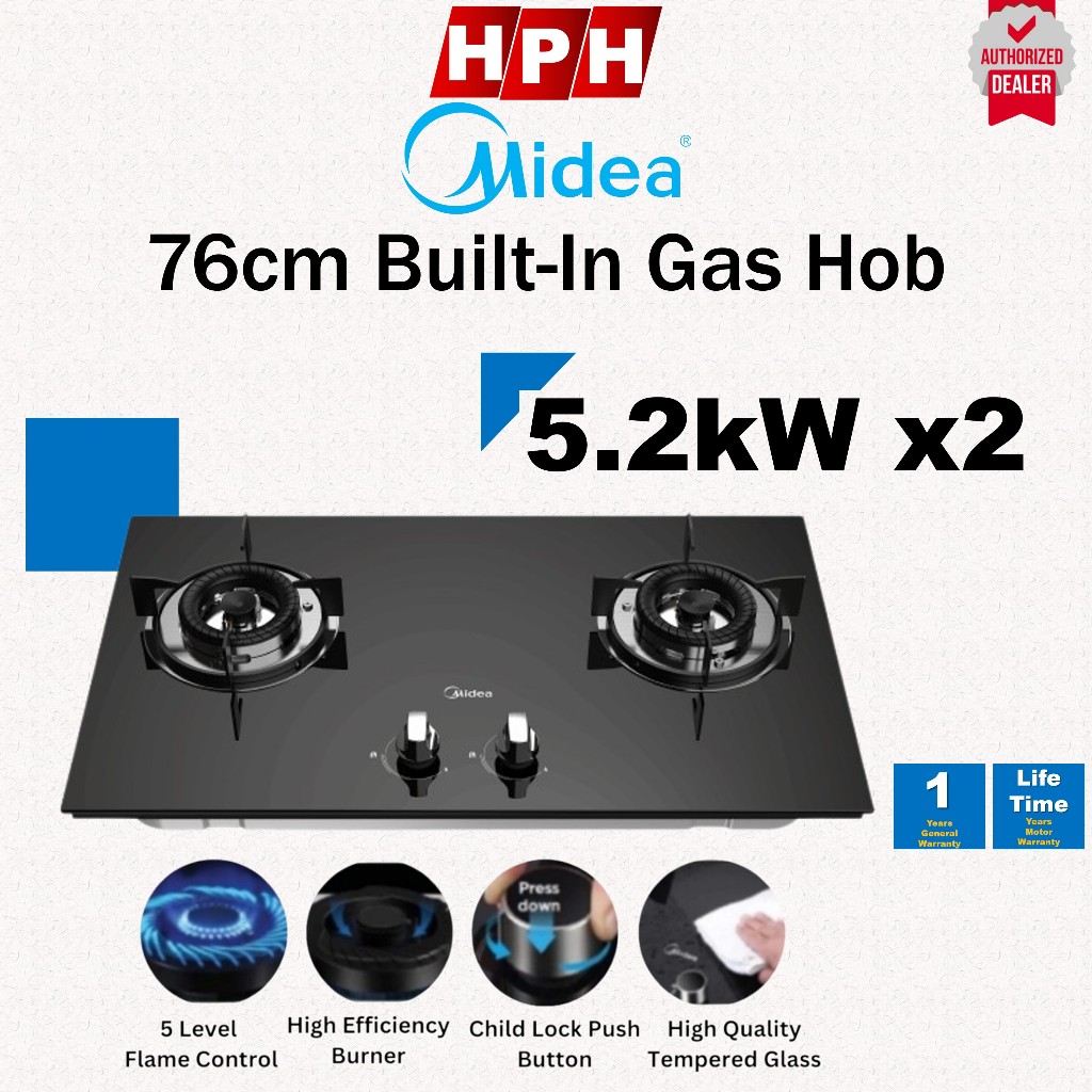 Midea Built-in Hob (Stainless Steel - 5.8kW / Tempered Glass - 5.2kW) 2 ...