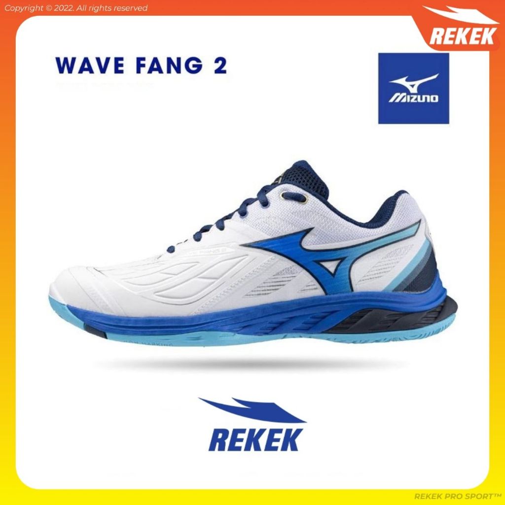MIZUNO Wave Fang 2 Blue White Extraordinary Kasut Badminton Shoes ...