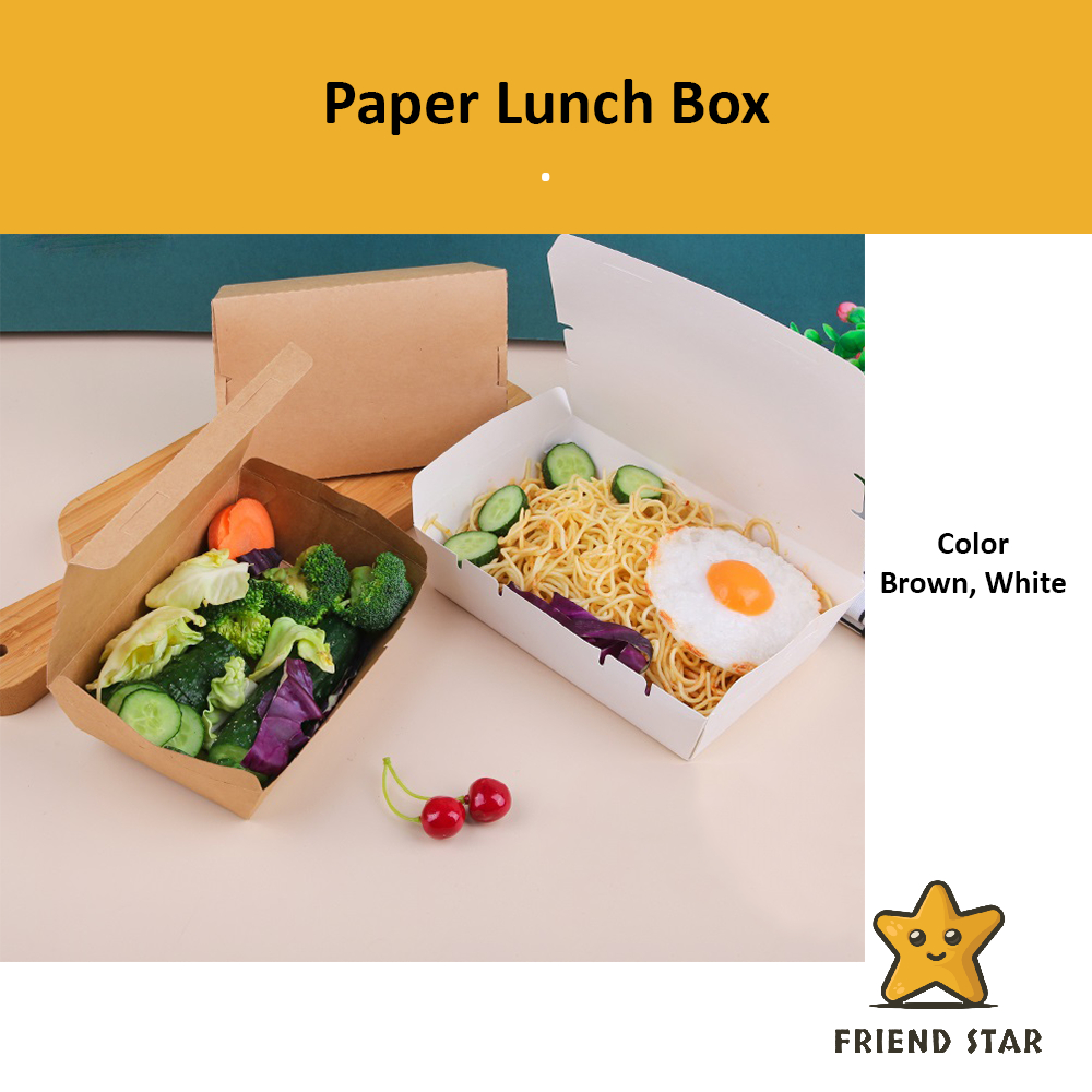 [50 pcs] @Paper Lunch Box@ / Brown Paper Lunch Box / Food Grade Paper ...