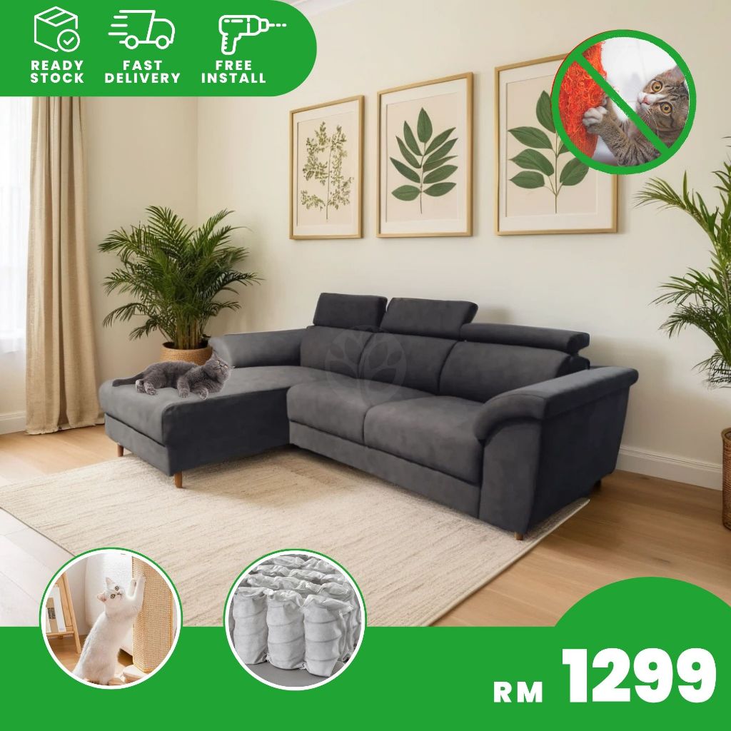 SMASIS ELLY L-Shape Fabric Anti-Scratch Comfortable Sofa Adjustable ...