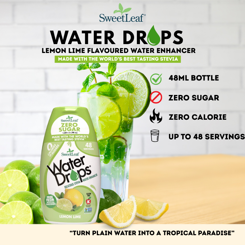 Sweetleaf Stevia Lemon Lime Flavoured Water Drops® 48ml Water Flavour ...