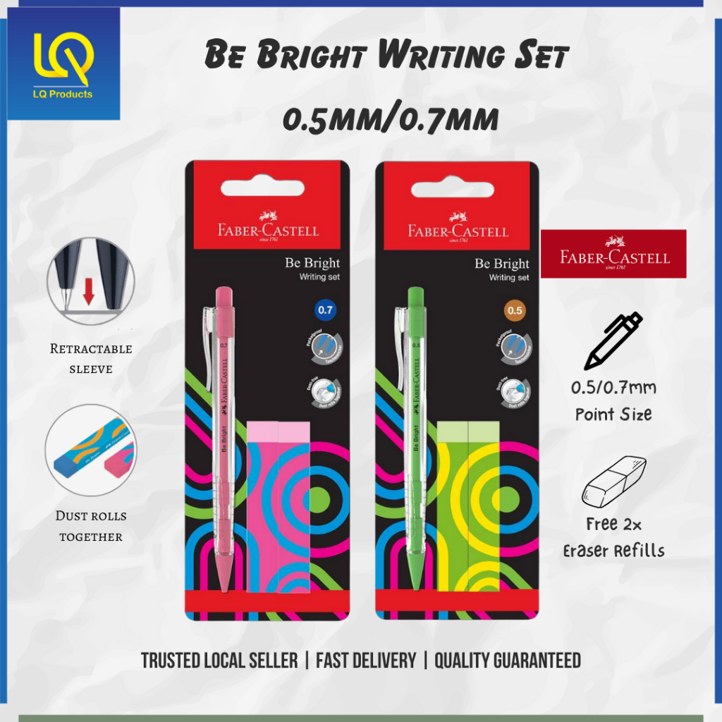 ️FABER-CASTELL Be Bright Mechanical Pencil +2 Erasers Set 0.5mm/0.7mm ...