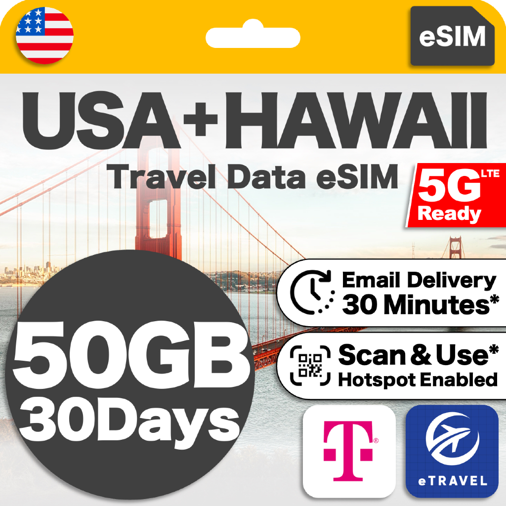 eSIM USA & Hawaii 5G T-Mobile Unlimited Data 美国&夏威夷 | eTravel | Shopee ...