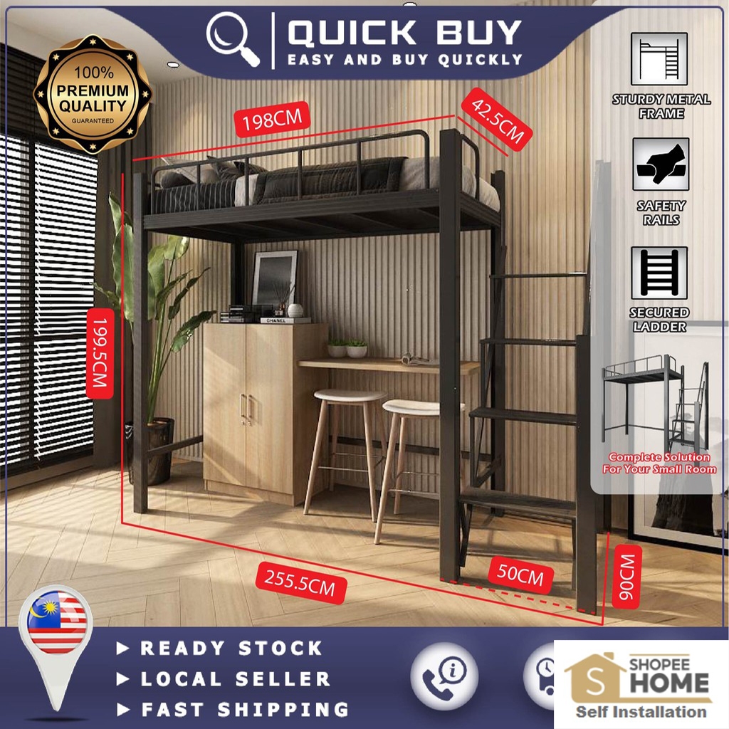 Upper Bunk Bed me Double Decker Bed Frame with Ladder Steel High ...