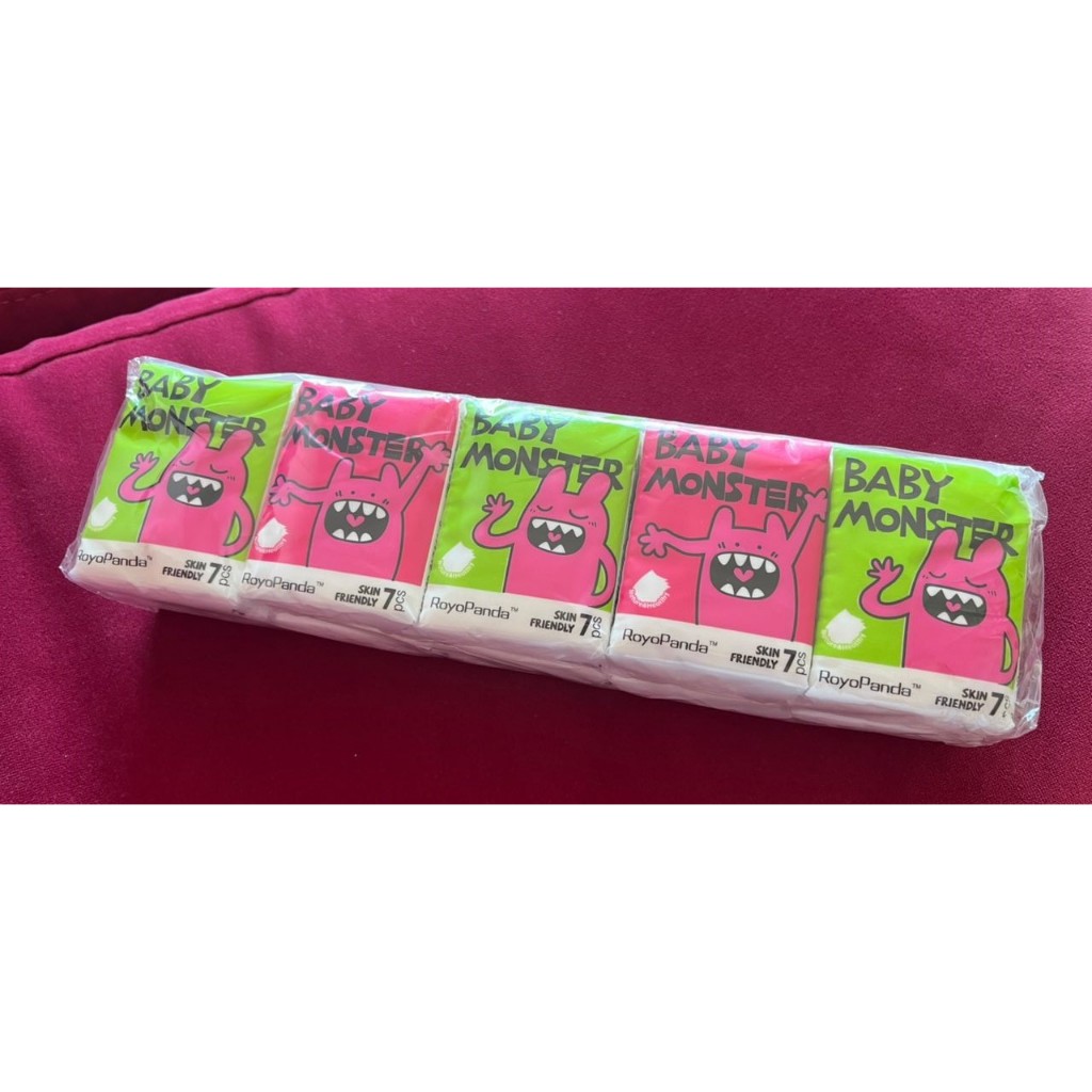(10 Mini Packs) RoyoPanda Baby Monster Pocket Tissue Handkerchief Tisu ...