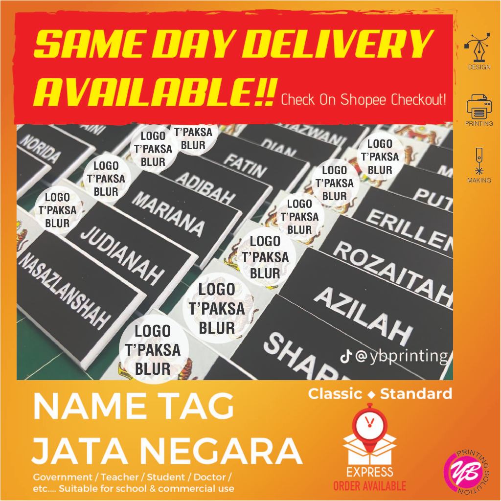 (SHIP SAME DAY) NAME TAG JATA NEGARA PENJAWAT KERAJAAN EPOXY/MAGNET/PIN ...