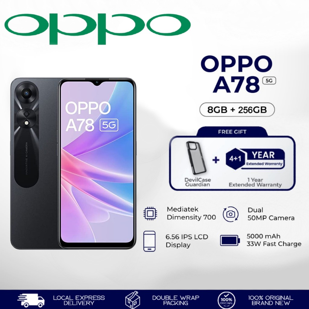 OPPO A78 5G (8GB RAM + 256GB ROM) 67W SUPERVOOC™ l 5000mAh Long-Lasting ...