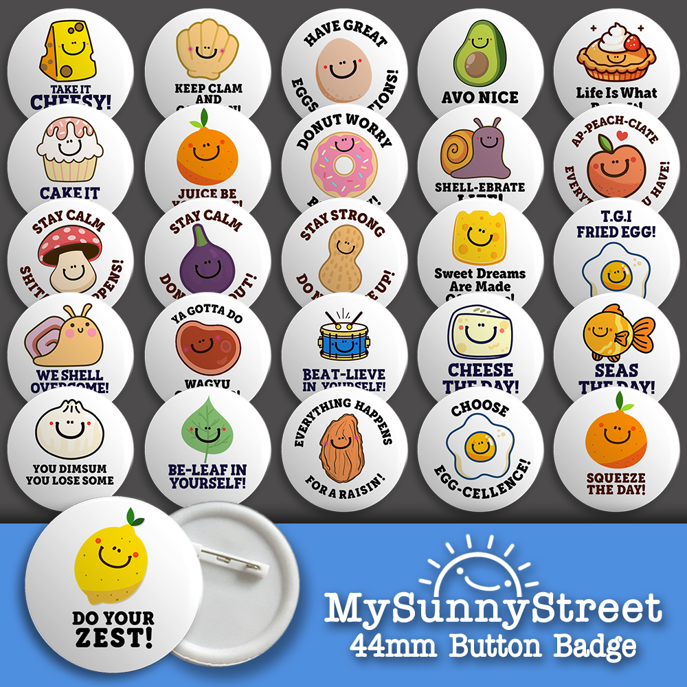 Cute Positive Puns [Part 2] 44MM Button Badge Pin/Keychain/Magnet ...