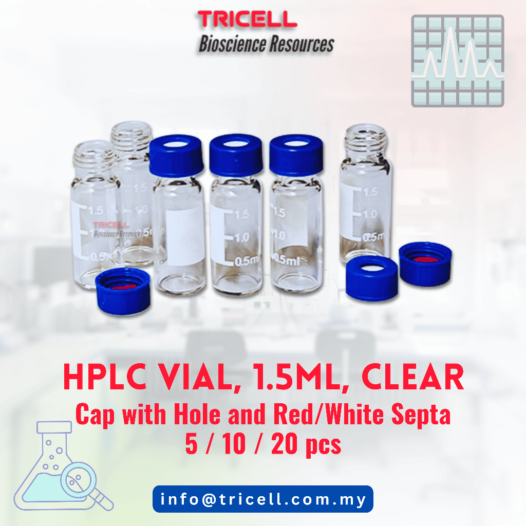 SAMPLE VIAL, WITH INJECTION HOLE + SEPTA, FOR HPLC / LCMS / GCMS, CLEAR ...