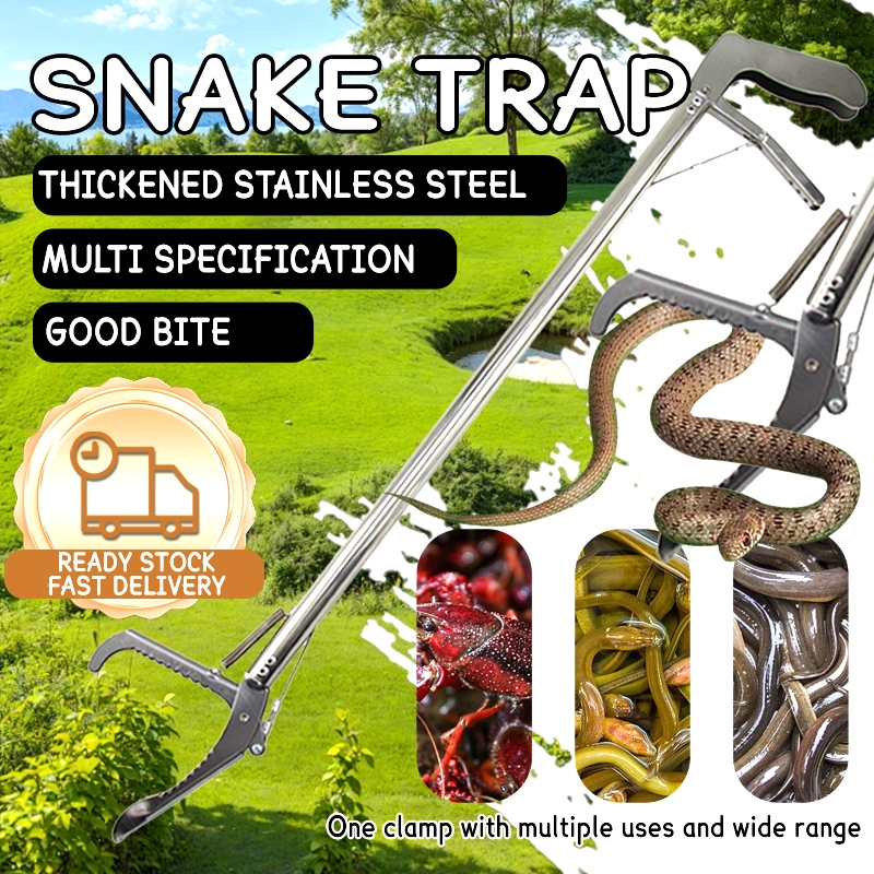 Ready Stock☚2M Stainless Steel fold Snake Tongs Clamp Long Handle Snake ...