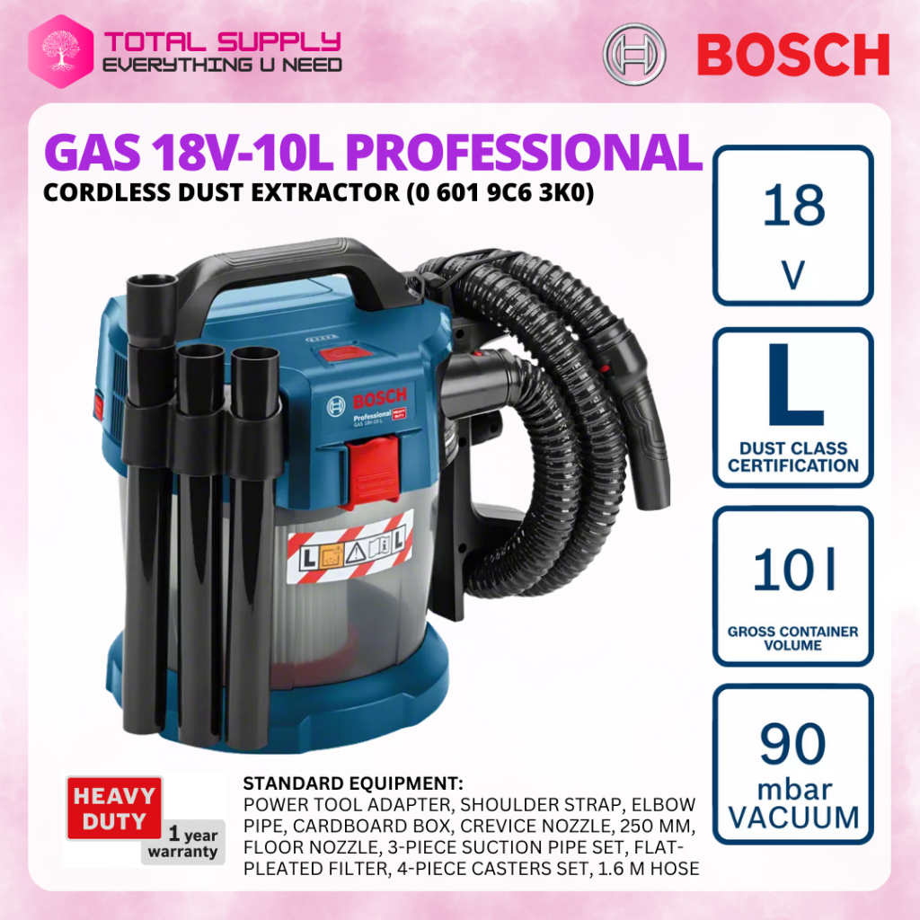 BOSCH GAS 18V-10 L PROFESSIONAL CORDLESS DUST EXTRACTOR | GAS18V-10L ...