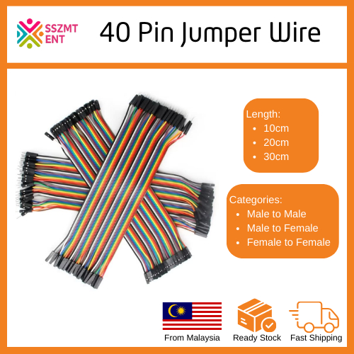 40-Pin Dupont Jumper Wire – Select Length (10CM / 20CM / 30CM) & Type ...