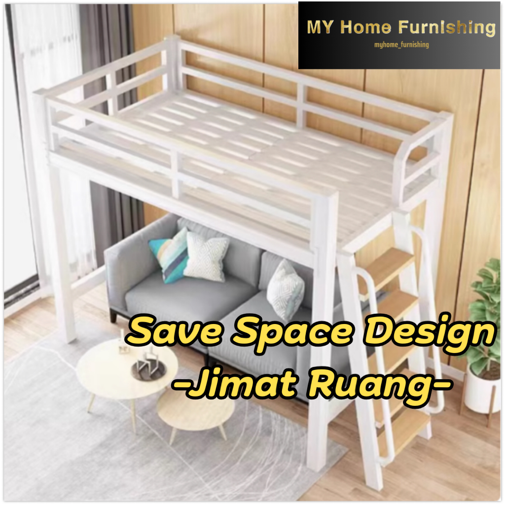 UPGRADED Metal Loft Bed Frame Queen Size Space Saving Double Decker Bed ...