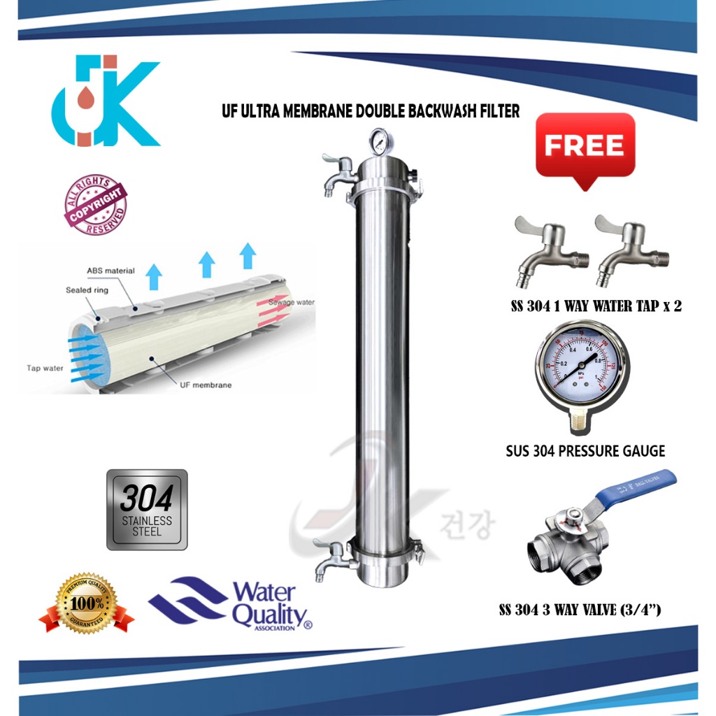 SUS 304 Double Backwash UF Membrane Outdoor Water Filter Hidden Pipe ...