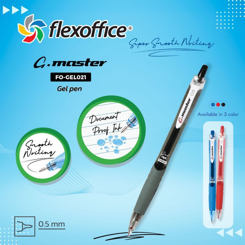 FlexOffice G-Master 0.5 Retractable Gel Pen Sign Pen - Black/Blue/Red ...