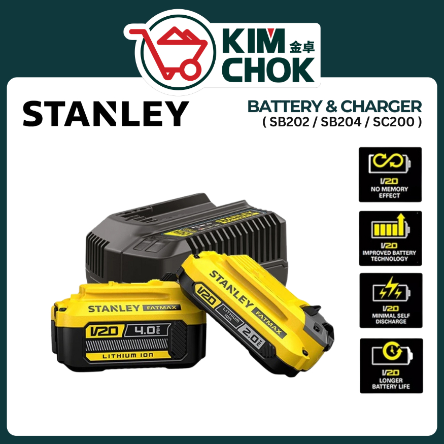 STANLEY 2.0AH ( SB202 ) Li-Ion Battery & SC200 Charger | 20V MAX ...