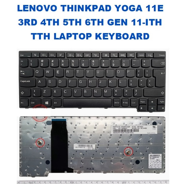 LENOVO THINKPAD YOGA 11E 3RD 4TH 5TH 6TH GEN 11-ITH TTH LAPTOP KEYBOARD ...