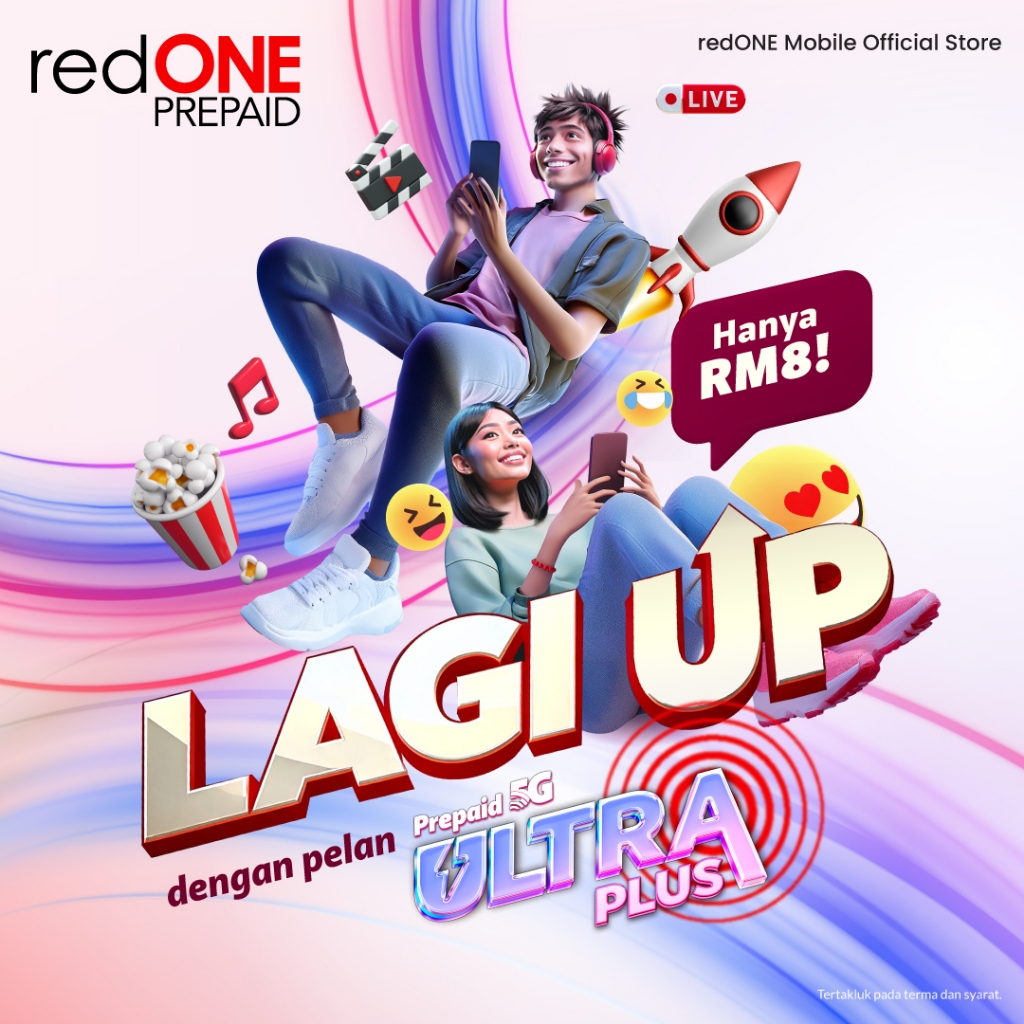 redONE Ultra Pack Prepaid SIM Card | Random Number | RM5 Credit + 1GB ...
