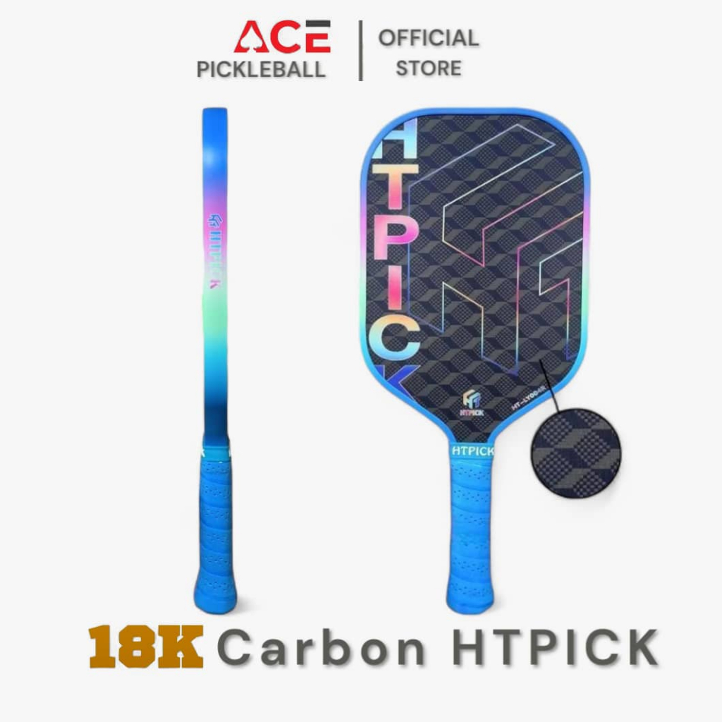 Raket Pickleball HTPick – 18K Carbon Fibre | 16mm Permukaan Kasar ...