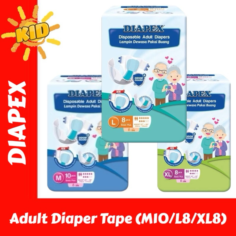 DIAPEX ADULT DIAPERS UNISEX Tape M10’s/L8’s/XL8’s | Shopee Malaysia