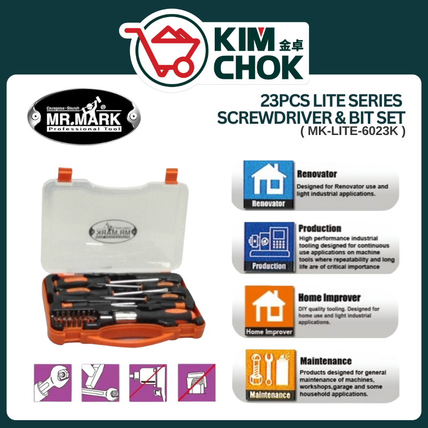 MR.MARK 23 pcs Lite Series Screwdriver & Bit Set ( MK-LITE-6023K ) | Mr ...