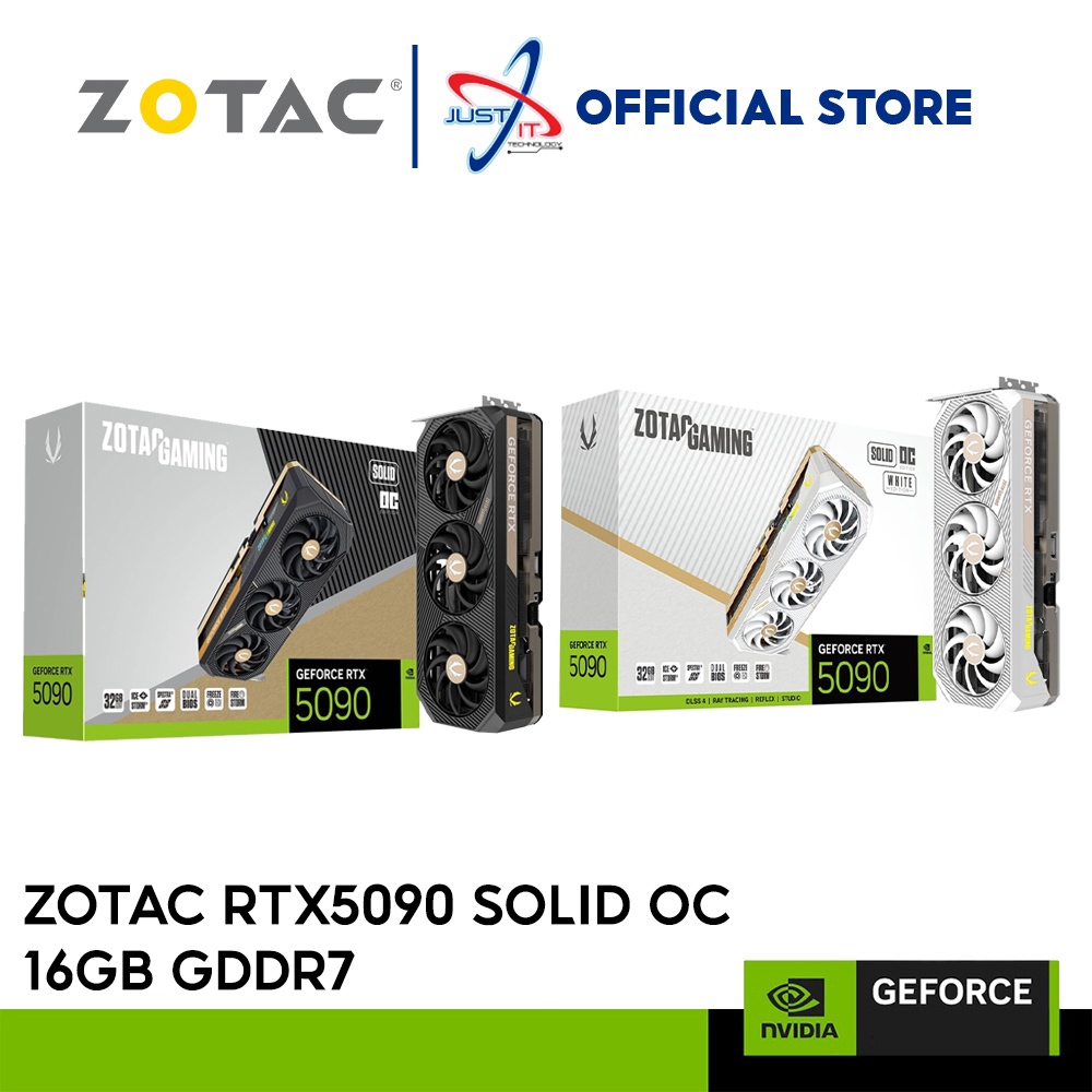 ZOTAC GAMING RTX 5090 SOLID OC 32GB GDDR7 GRAPHICS CARD BLACK / WHITE ...