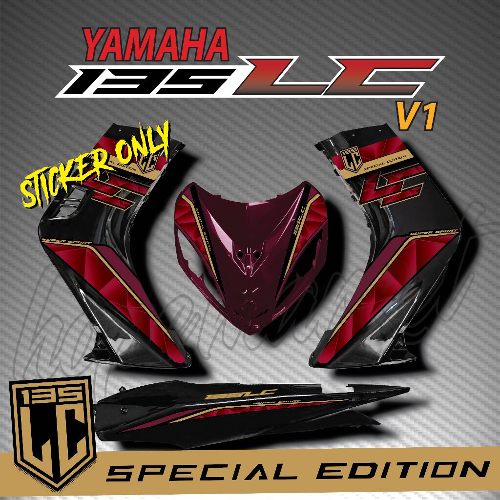STRIPE MOTOR YAMAHA LC135 V1 2025 NEW DESIGN (324) CUSTOM BODY STICKER ...